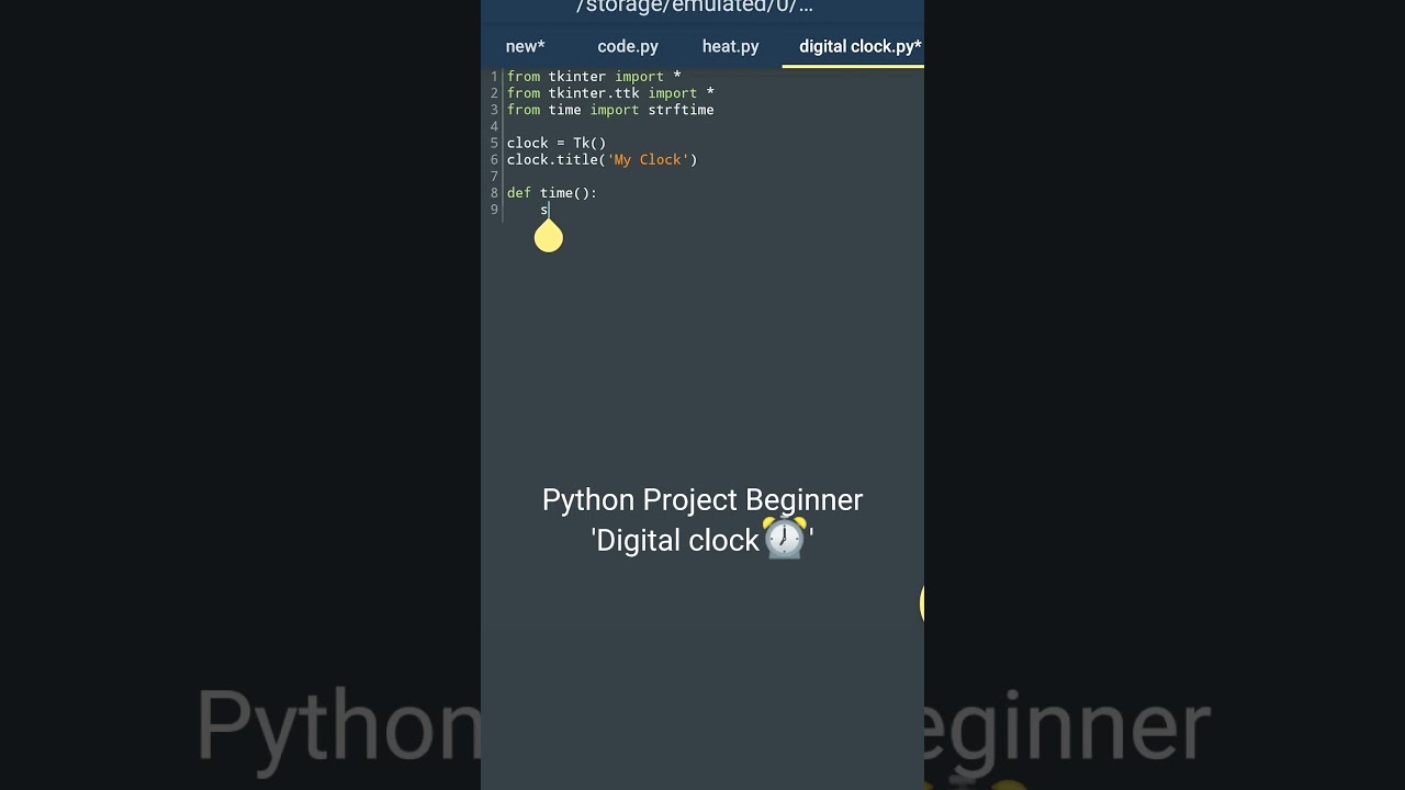 Digital Clock in python | Tkinter | Python Beginner project #python #shorts #project #coding