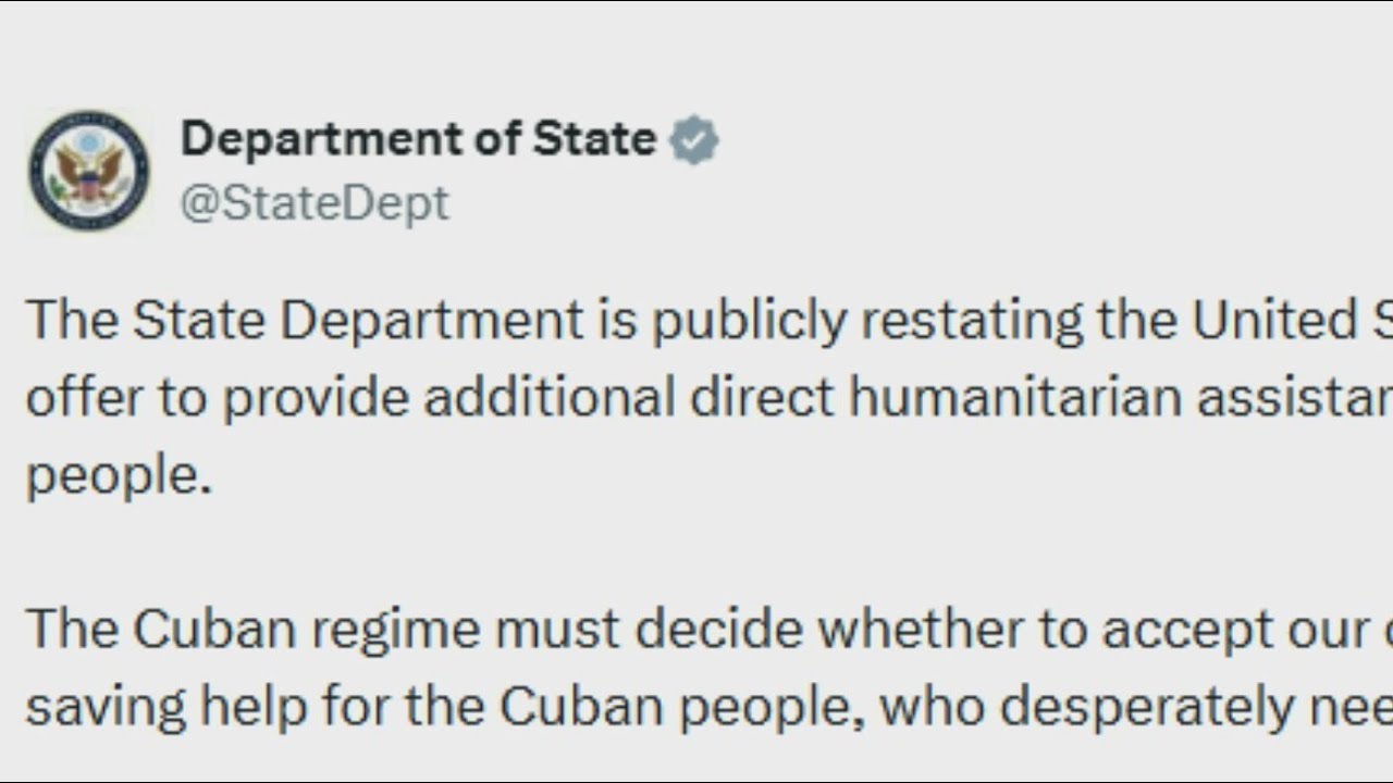 State Department pleas with Cuban government to accept aid offer
