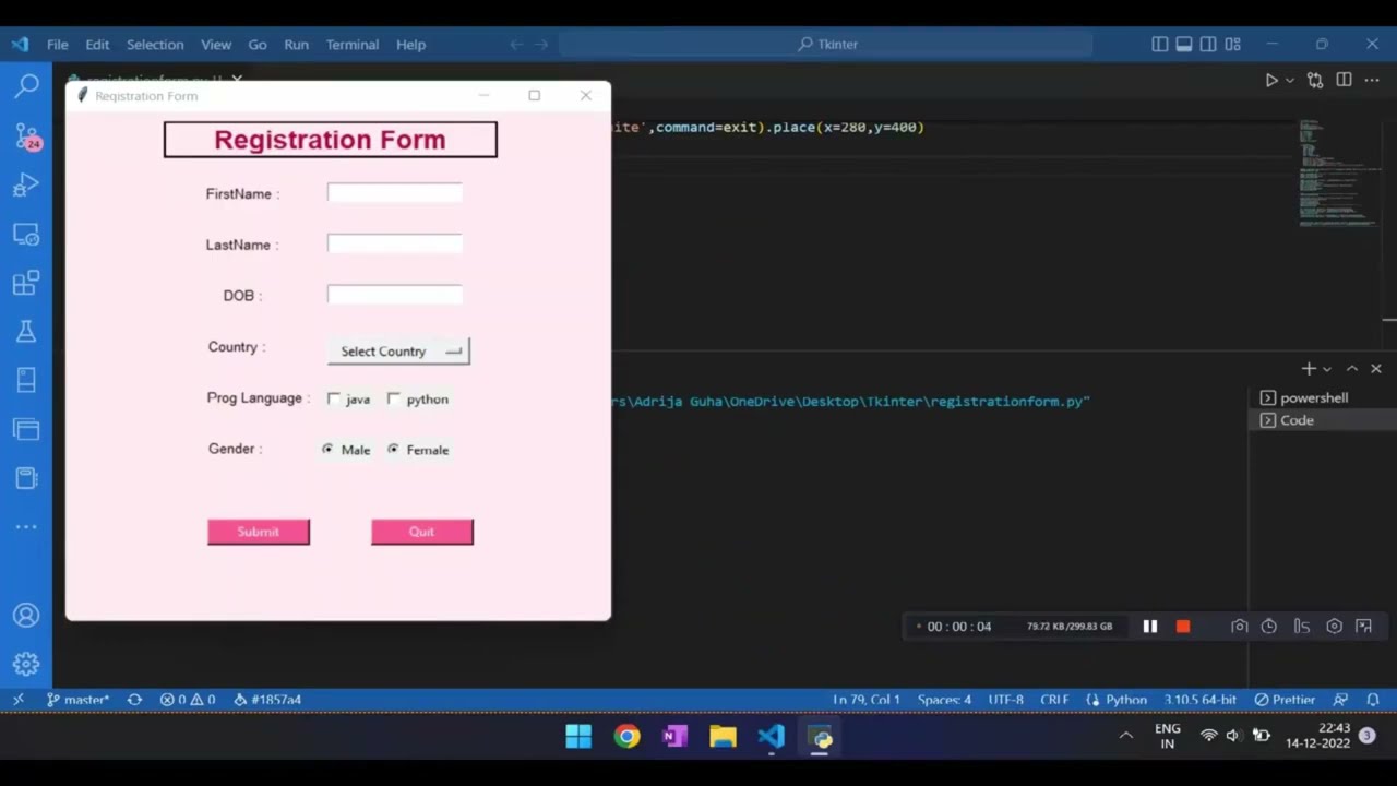 Registration Form - GUI with Tkinter and SQLite3 | Tkinter Gui With Sqlite Backend | FULL CODE LINK