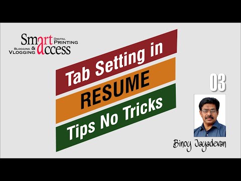 CV Template ; TIPS for professional layout using TAB setting