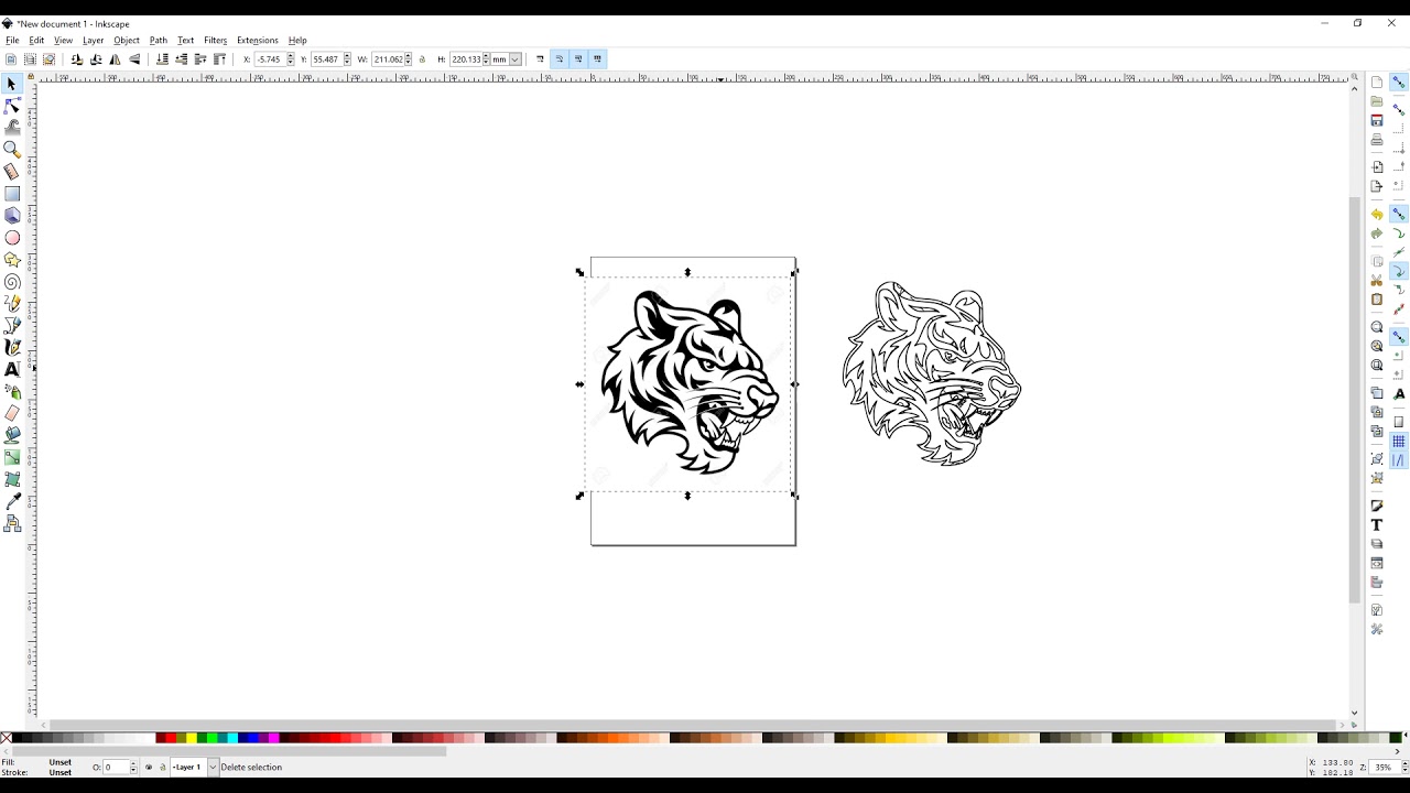 Tiger face  svg creation using inkscape