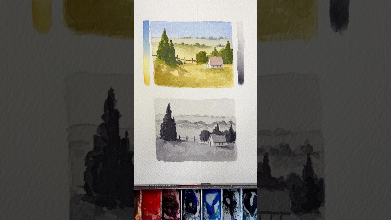 Two tips to help your landscapes look more realistic #watercolortutorial #watercolor