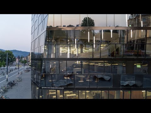 Library of the university of Freiburg | Aerial (4K)