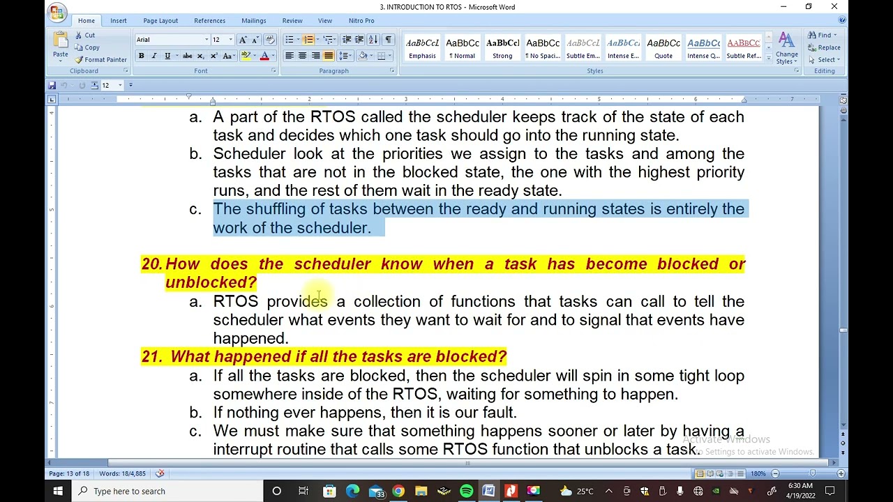 RTOS Tasks and Task States: Ready, Running and Blocked States