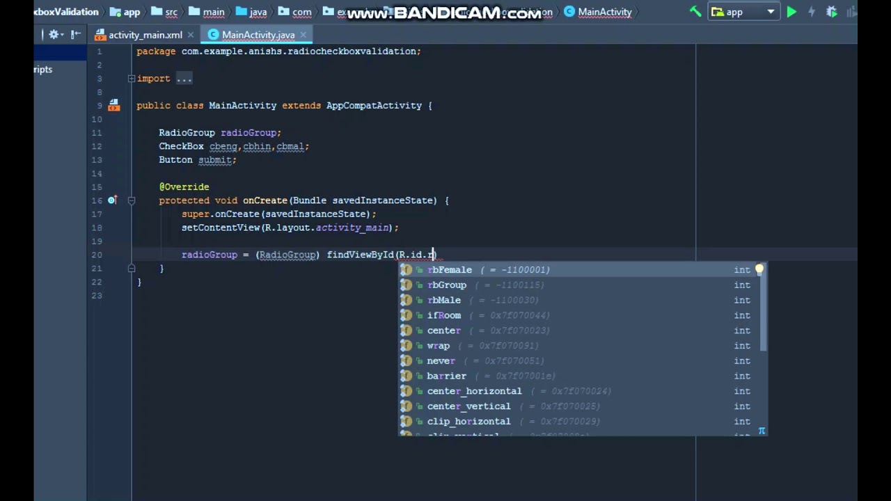 Radio Button And Checkbox  Validation Using Java Code In Android