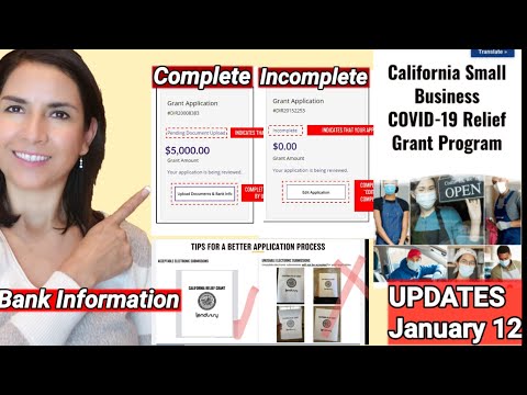 California Small Business COVID-19 Relief Grant video Updates 1/12/2021