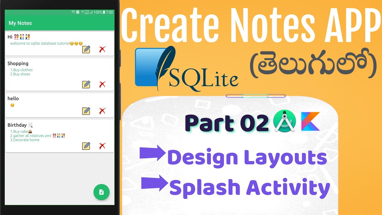 Android Note App Tutorial - Designing UI | Part 2 | SQLite | Android Studio | Kotlin