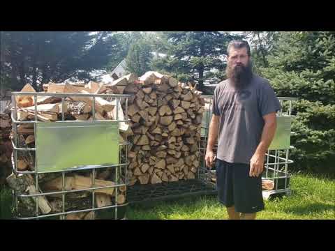 How much wood is in IBC bin when stacked