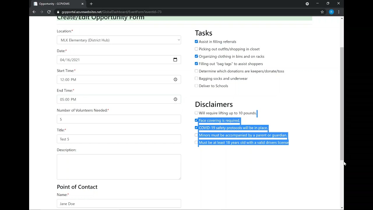 Creating, Editing & Archiving Volunteer Opportunities