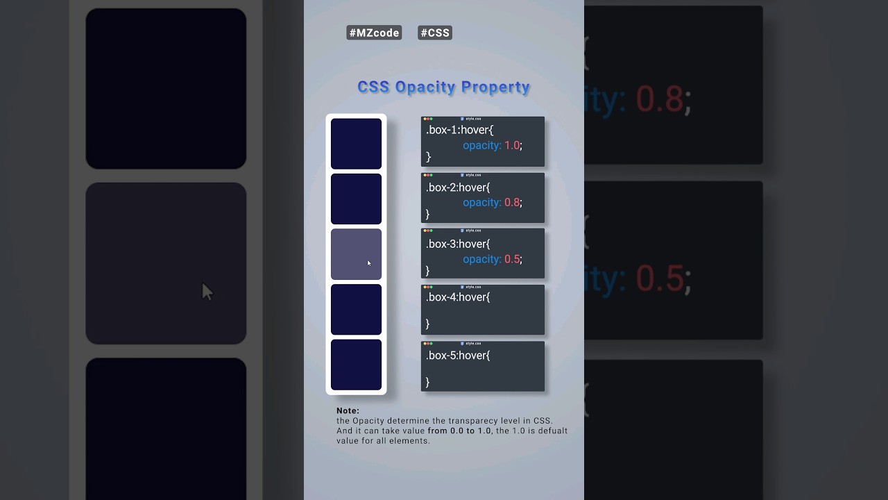 Mastering CSS Opacity Property #css #html #shorts #coding #viral #developer