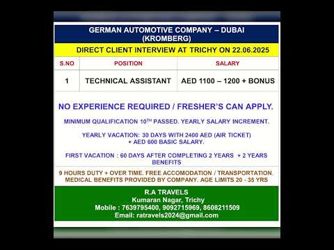 22-June-2025 Interview | Gulf Job Urgent Vacancy | Saudi, Qatar, Oman, Kuwait, Bahrain Dubai, Aramco