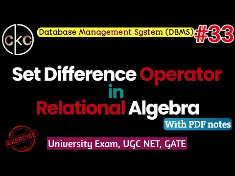 Set Difference Operator in Relational Algebra | Set Difference Operator in dbms with Example