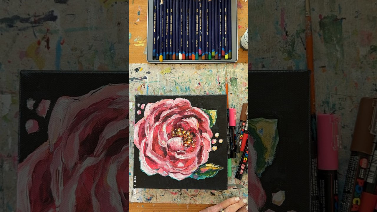 Peony painting acrylic on Canvas. Available in my Etsy Shop!   #flowerpainting #acrylicpainting