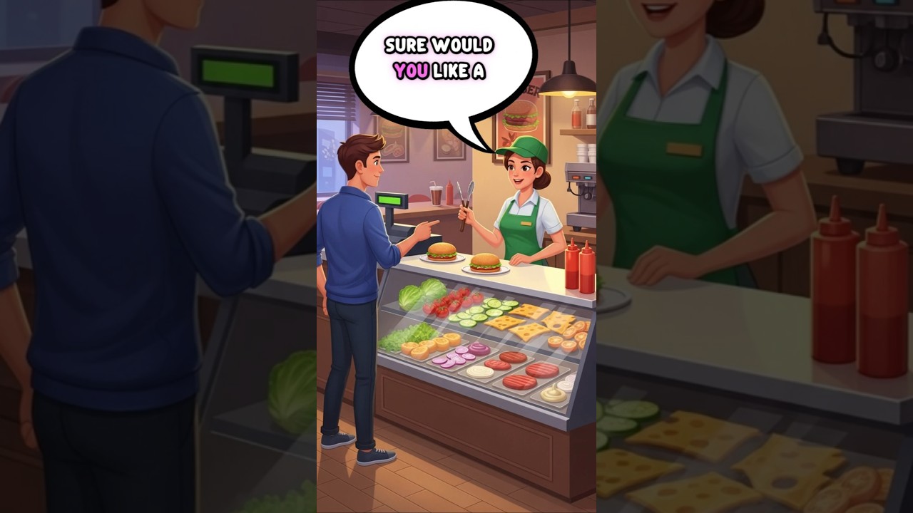 🍕 Easy English Speaking Practice | Ordering burger at a Restaurant – #englishforbeginners #food