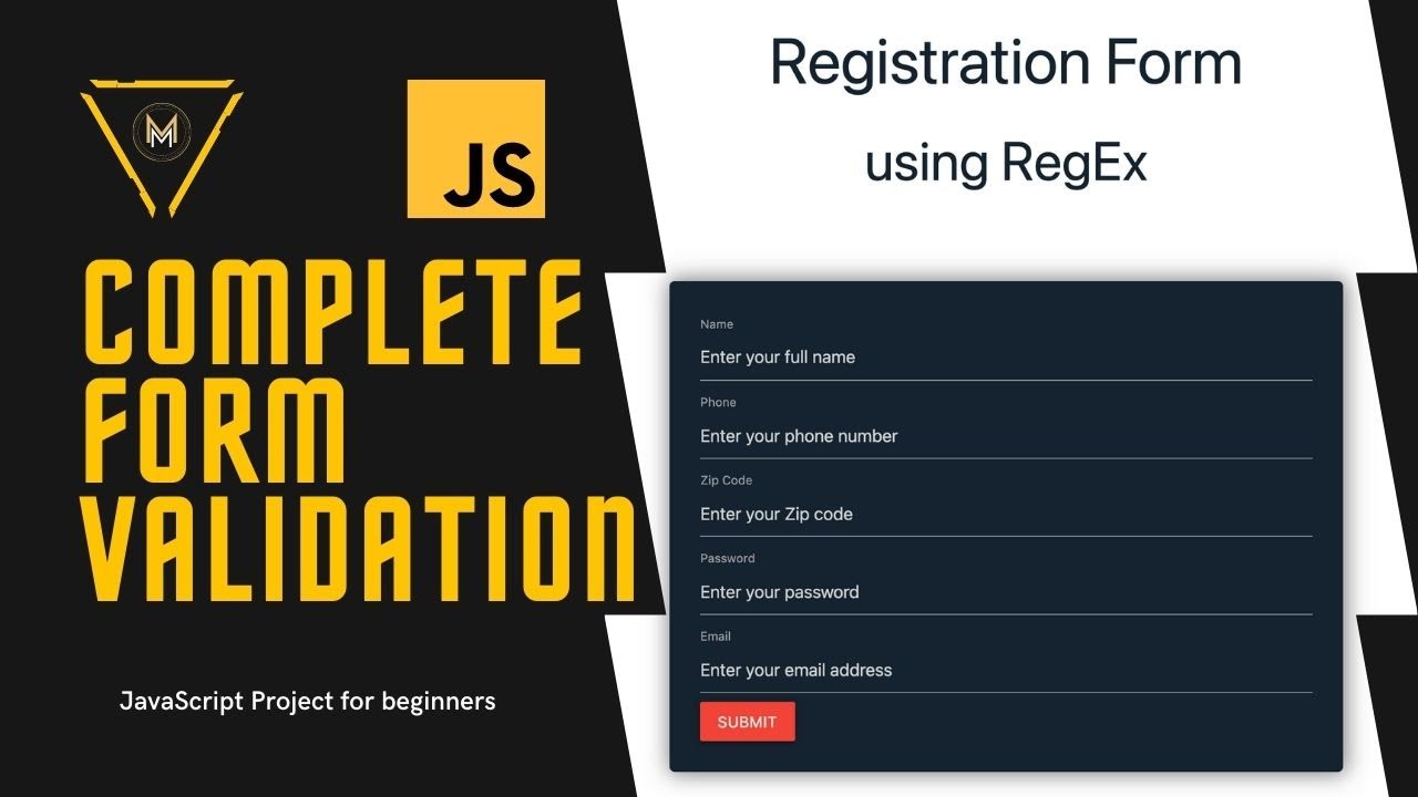 How to Create / Validate / Submit a Form using HTML CSS & JavaScript Regular Expressions