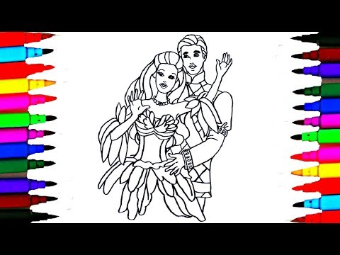 How to Draw BARBIE Princess and Prince KEN Coloring Pages for Kids l Drawing Art l Colored PENS