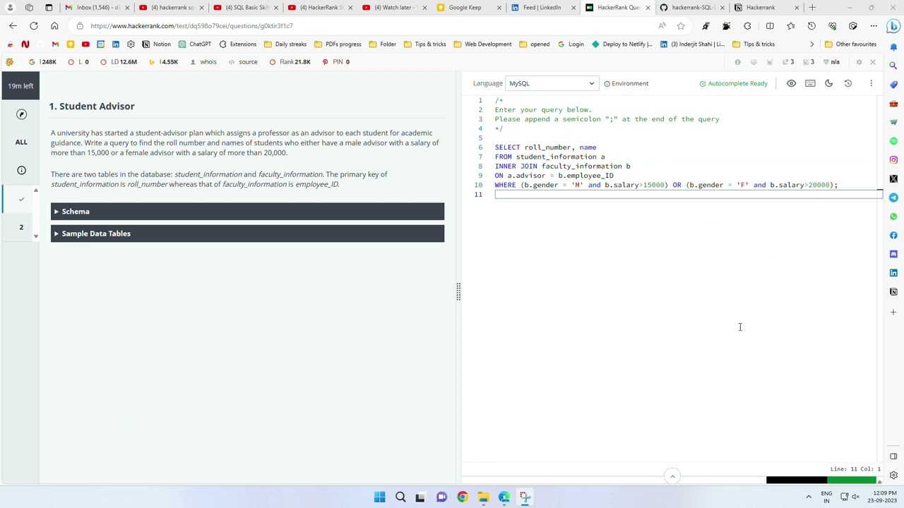 SQL (Basic) Skill Certification Test on HackerRank | #hackerrank  | 2023 | Certify