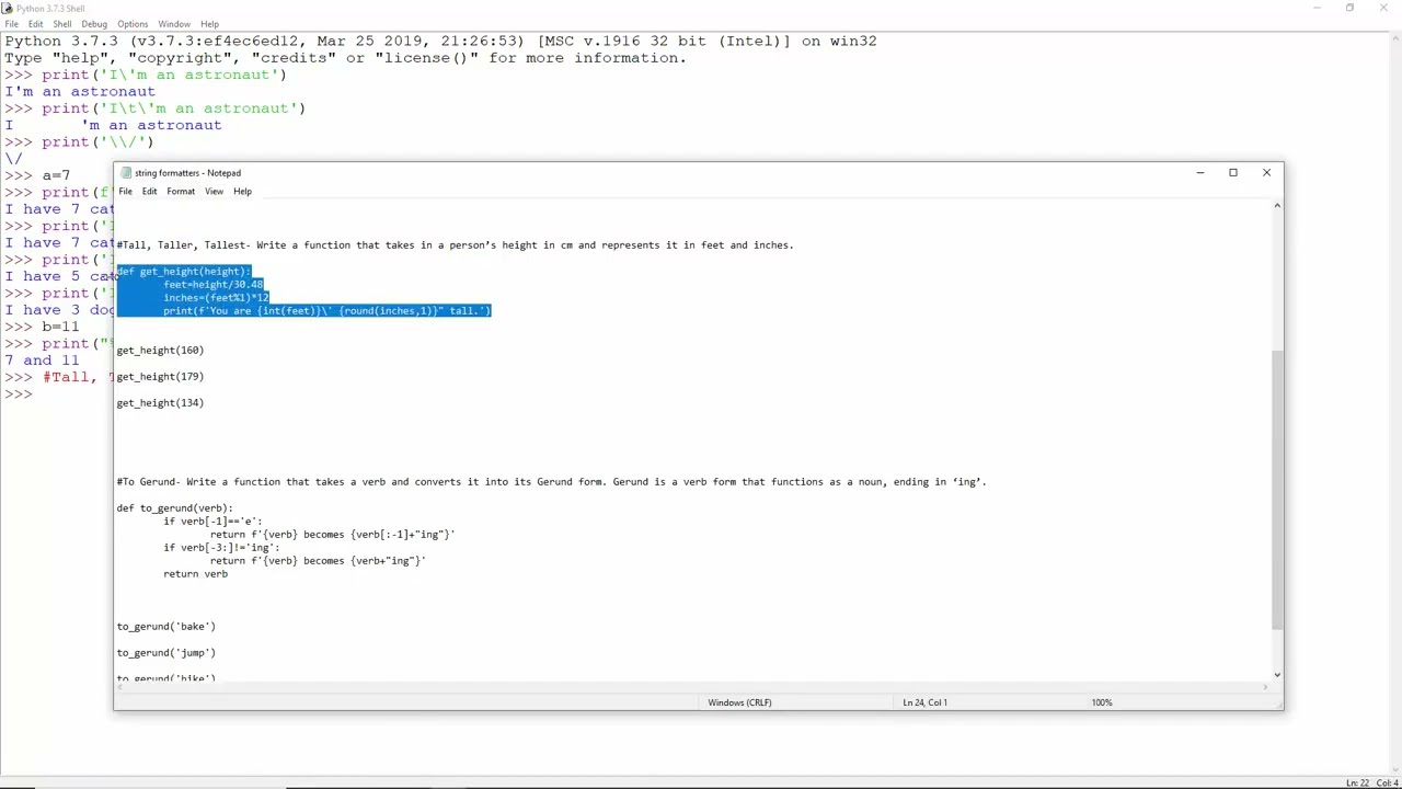 Python String Formatters & Escape Sequences Practical