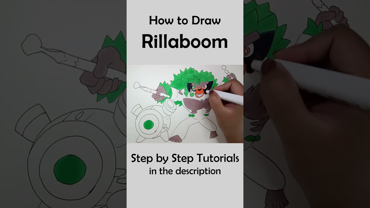 How to Draw and Color Pokemon | Rillaboom | Step by Step Art Tutorials | 4K #shorts #art
