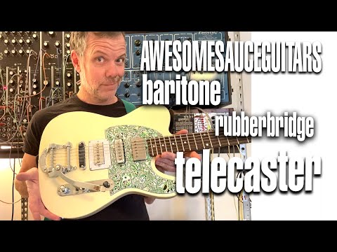Rubber Bridge Baritone electric tele guitar with rare Vox and | Reverb
