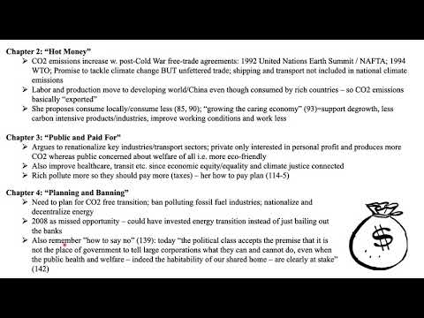 Naomi Klein this changes everything lecture -- Book review and summary Justin Aukema