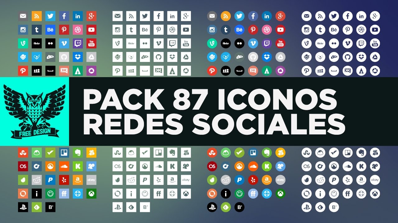 Pack 87 iconos de redes sociales gratis.