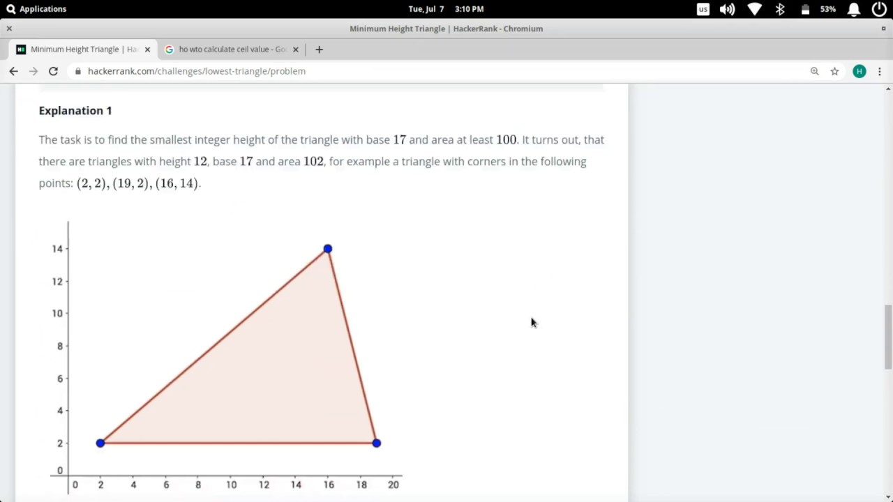 hacker rank python math minimum height triangle