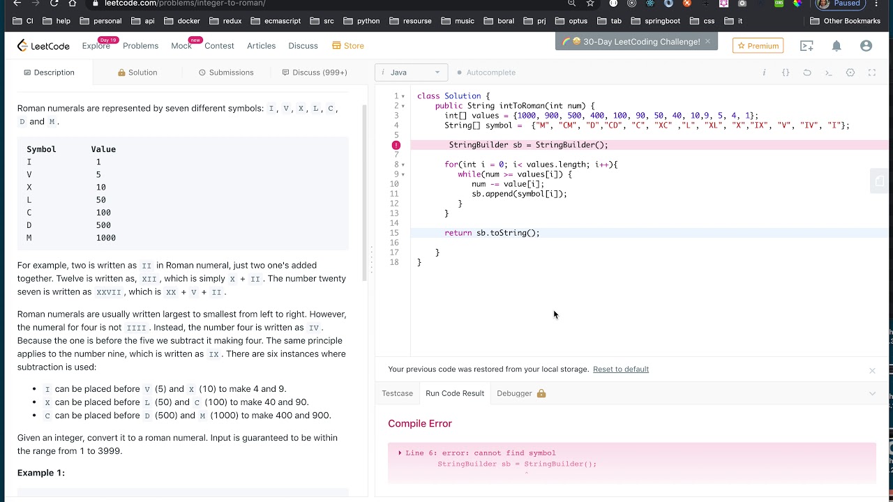 leetcode q12.Integer To Roman | Java