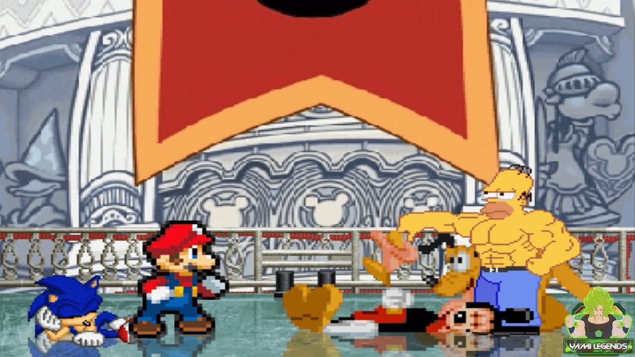 M.U.G.E.N. Battles | Mario/Sonic vs Mickey Mouse/Homer Simpson