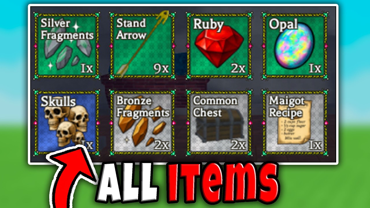 ALL ITEMS in BIZARRE LINEAGE FULL GUIDE how to GET ALL ITEMS Roblox