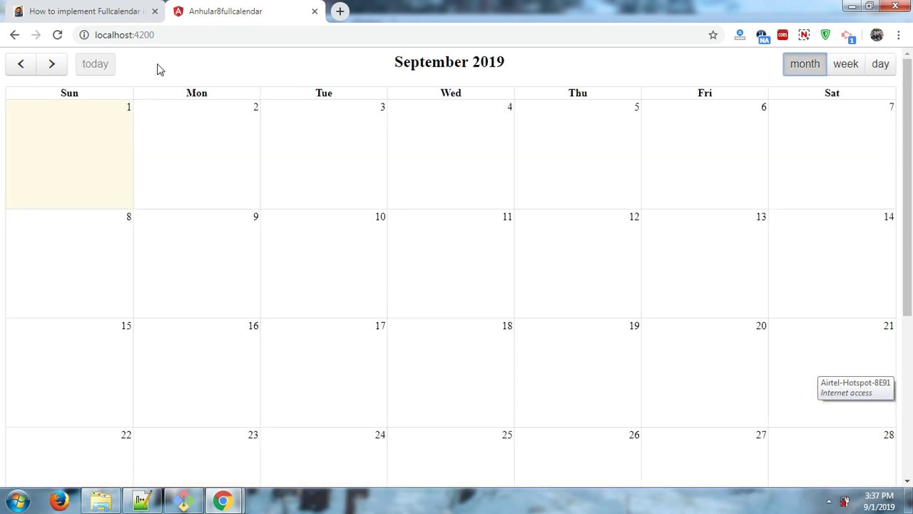 Implement Fullcalendar in Angular 8