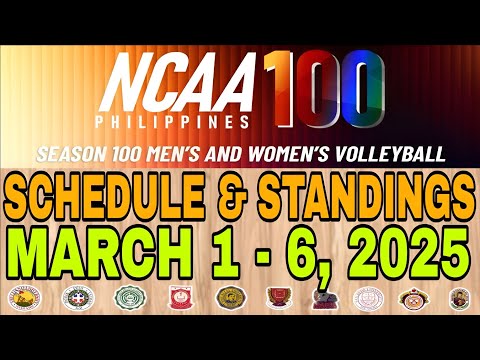 🔴 NCAA STANDINGS & SCHEDULE | MARCH 1 - 6, 2025 | NCAA MENS & WOMEN'S VOLLEYBALL SEASON 100