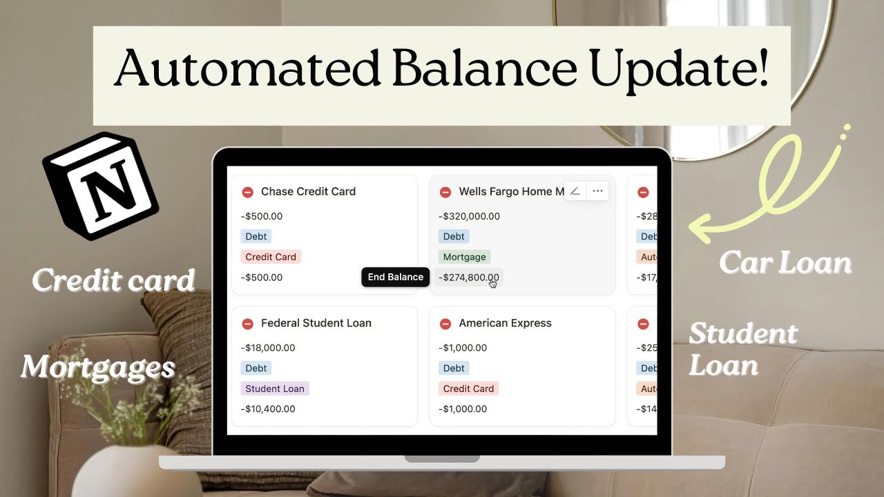 Notion Loan Tracker for Debt Payoff | Student Loans, Car Loans & Mortgage Tracker
