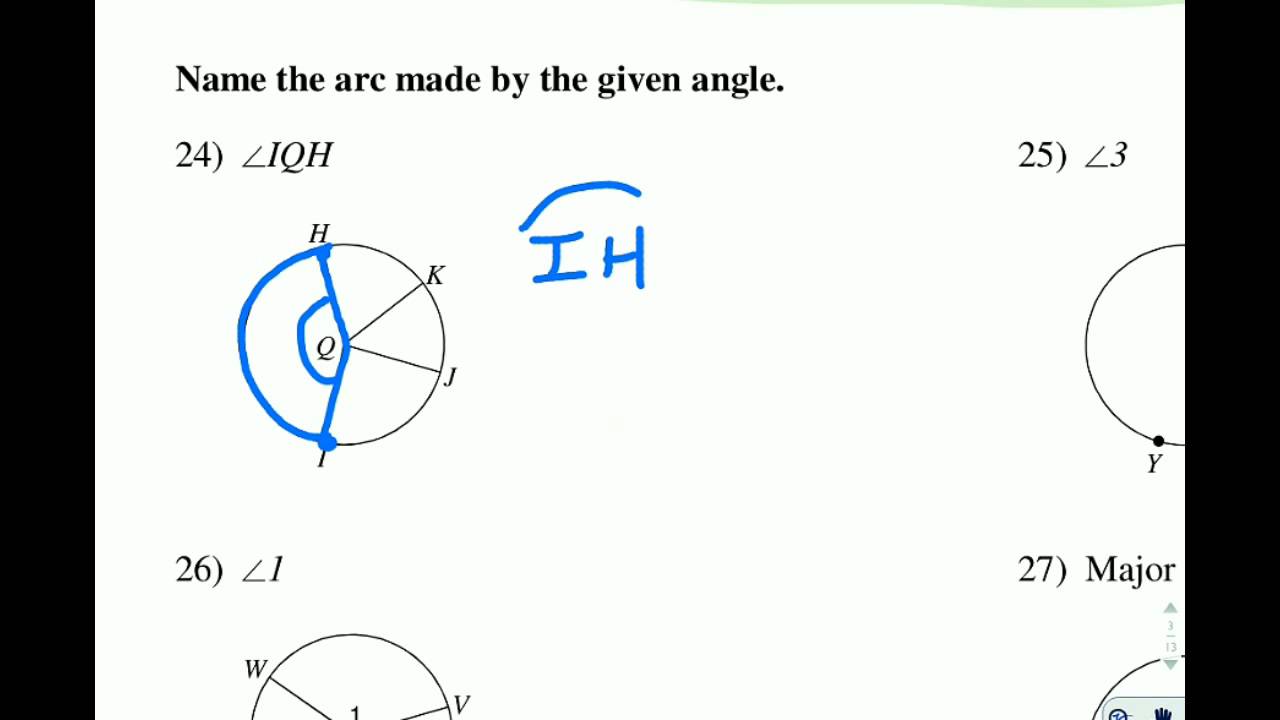 Circles 1C central angles and arcs