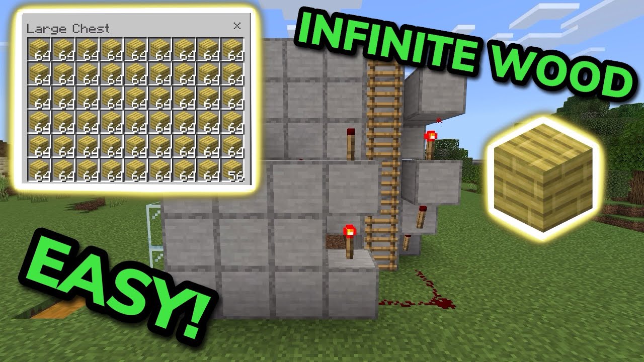 EASY 1.21 AUTOMATIC WOOD FARM TUTORIAL in Minecraft Bedrock (MCPE/Xbox ...