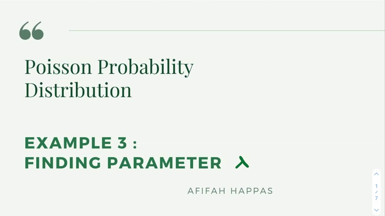Poisson Distribution : Example 3 , Finding parameter lambda