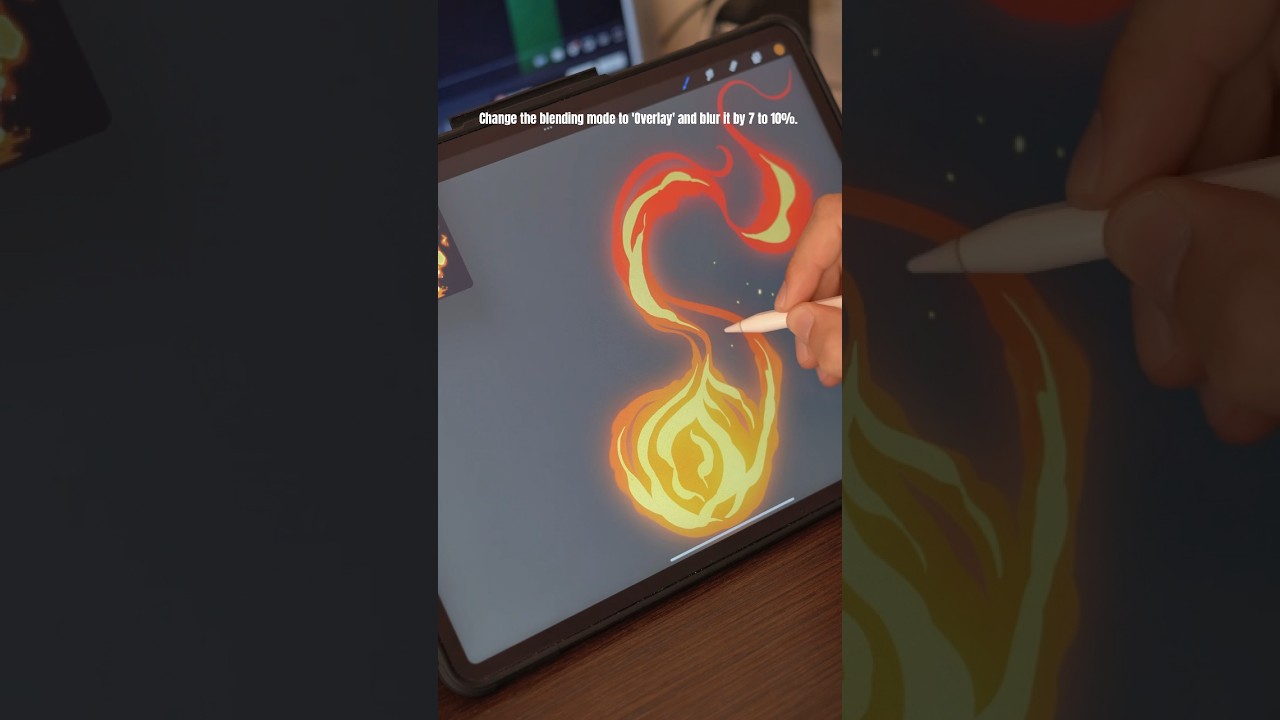 How to paint Anime Fire Element! 🔥 #artshorts #procreate #digitalart #animedigitalart #howto
