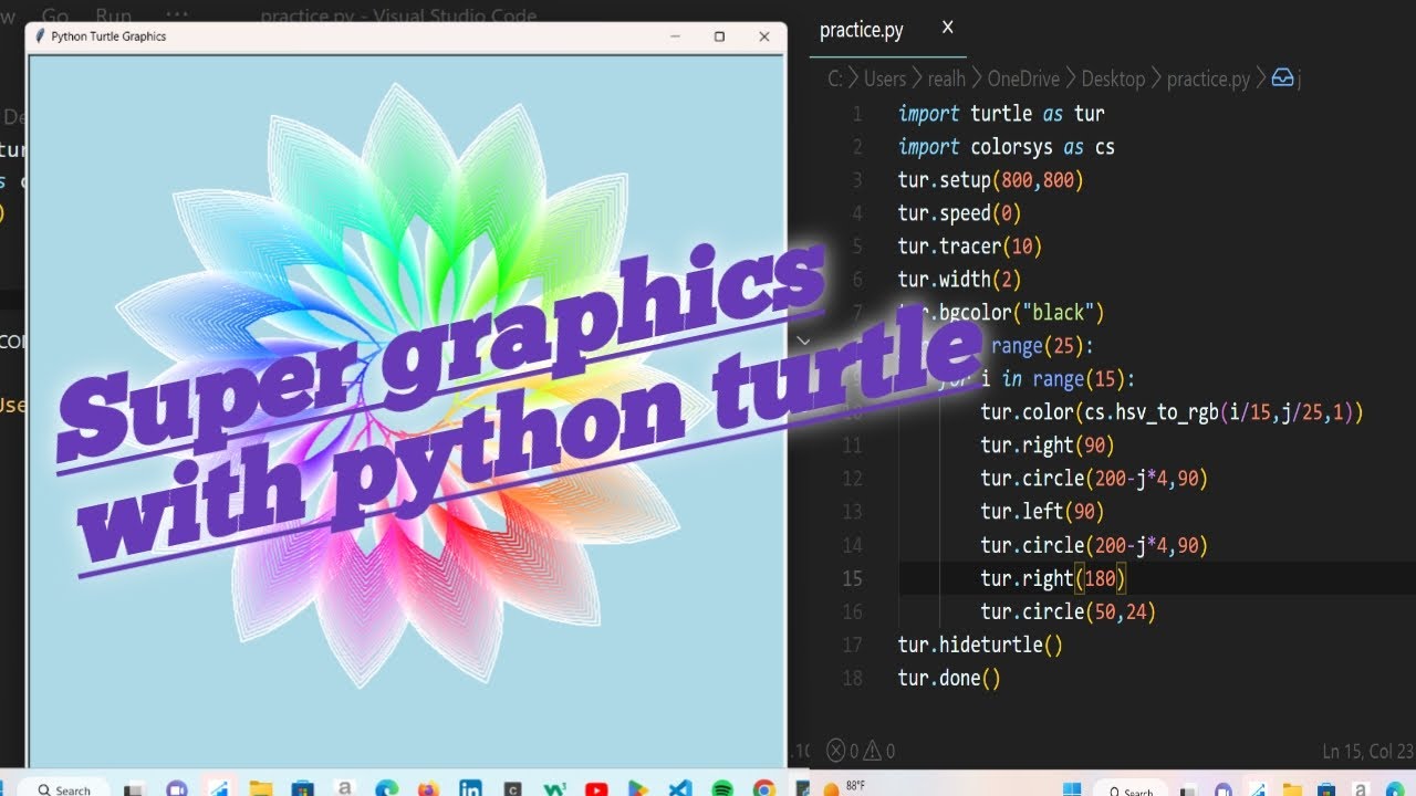 Super Graphics With Python turtle | python coding #python #graphicdesign #graphics