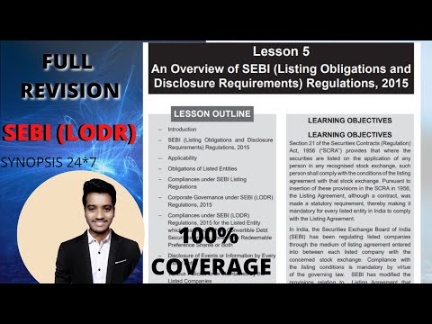 REVISION OF SEBI LODR || CHAPTER 5 ||(DETAIL) || SYNOPSIS 24*7