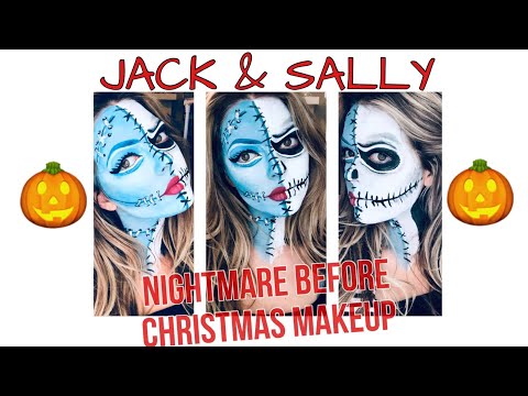 JACK AND SALLY MAKEUP TUTORIAL | Nightmare Before Christmas | Halloween Makeup
