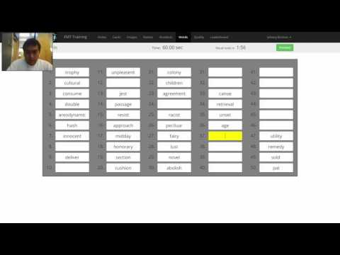 Memory Training For XMT: Words Event 38 Words in 60 Sec