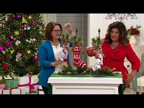 Plow & Hearth 16" Vintage Stocking with Lit Holiday Greens on QVC