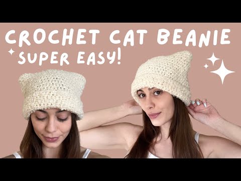 How To Crochet A Cat Beanie - Quick & Easy Tutorial for beginners