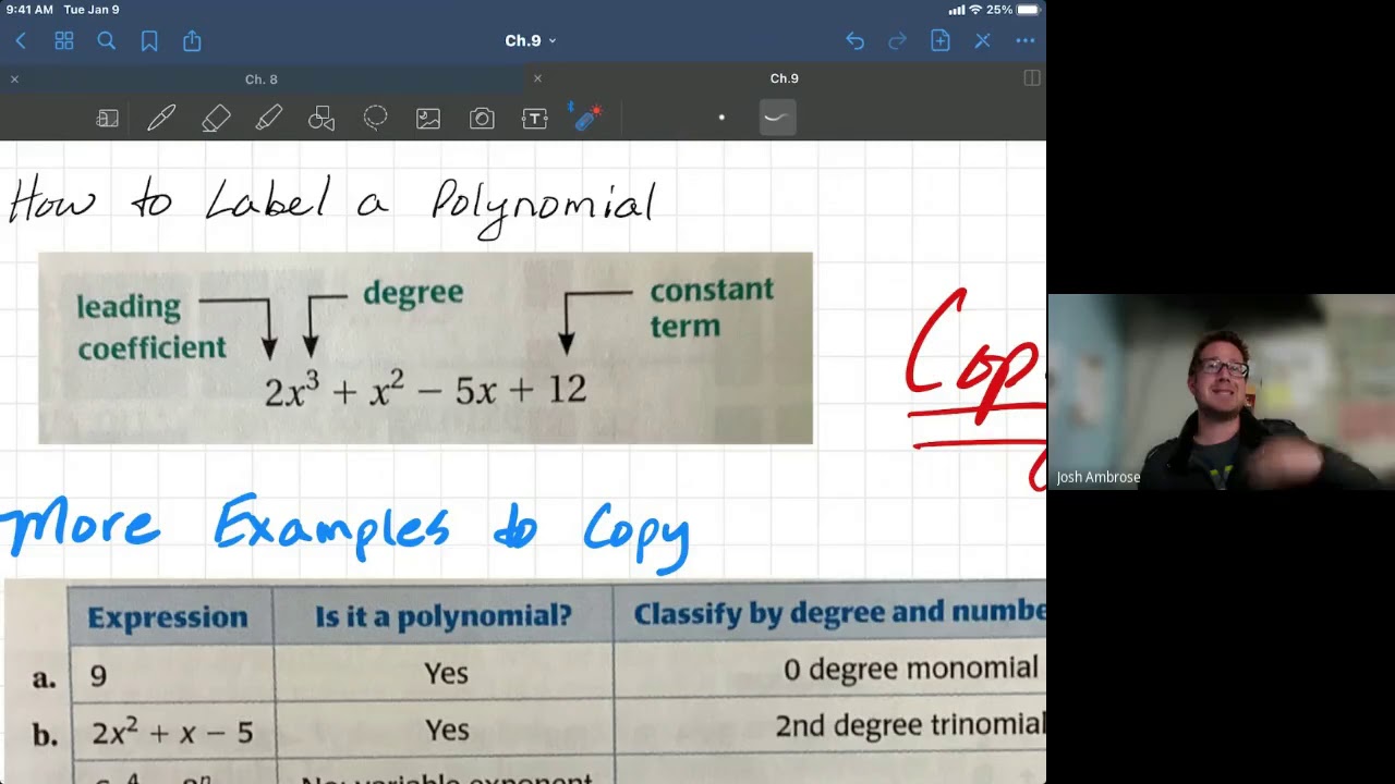 ALG 1: Notes and Example Problems 9.1