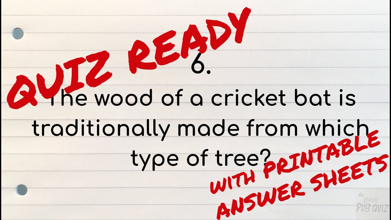 QUIZ 4 - General Knowledge - 10 Questions - (with printable answer sheets!)