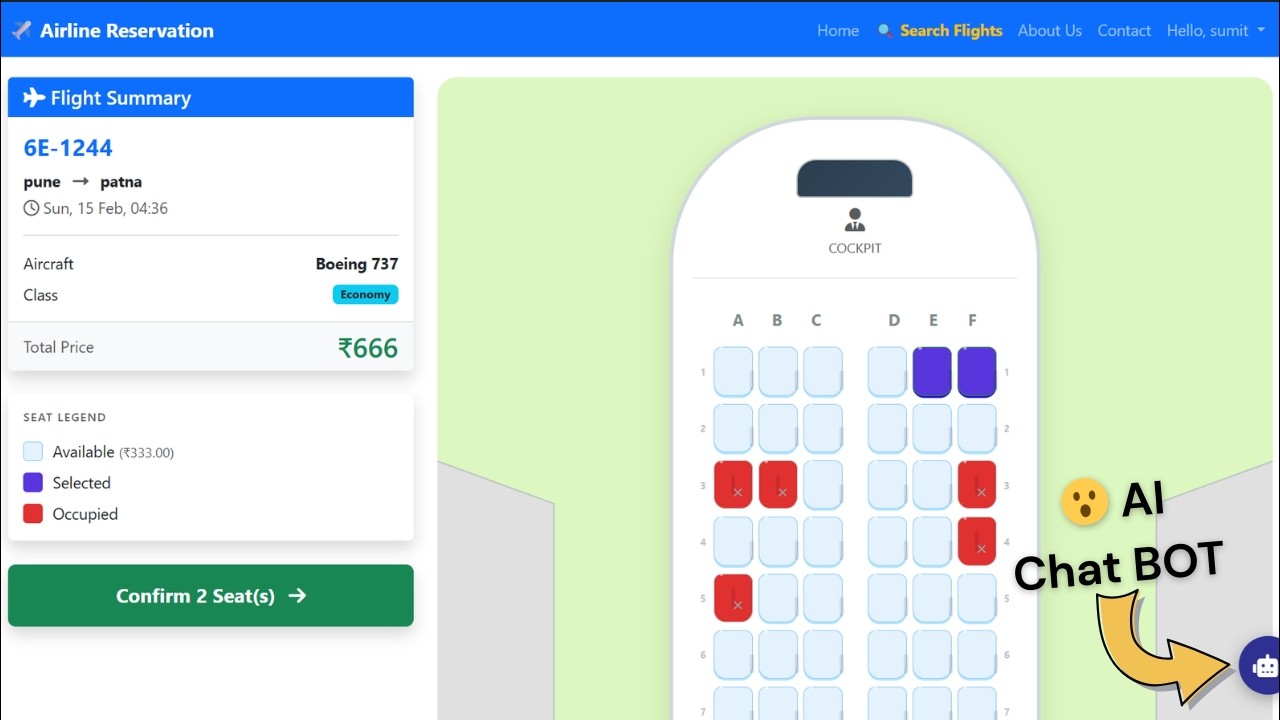 Airline Reservation System in Django | Flight Booking Project with AI Chatbot | Source Code & Report