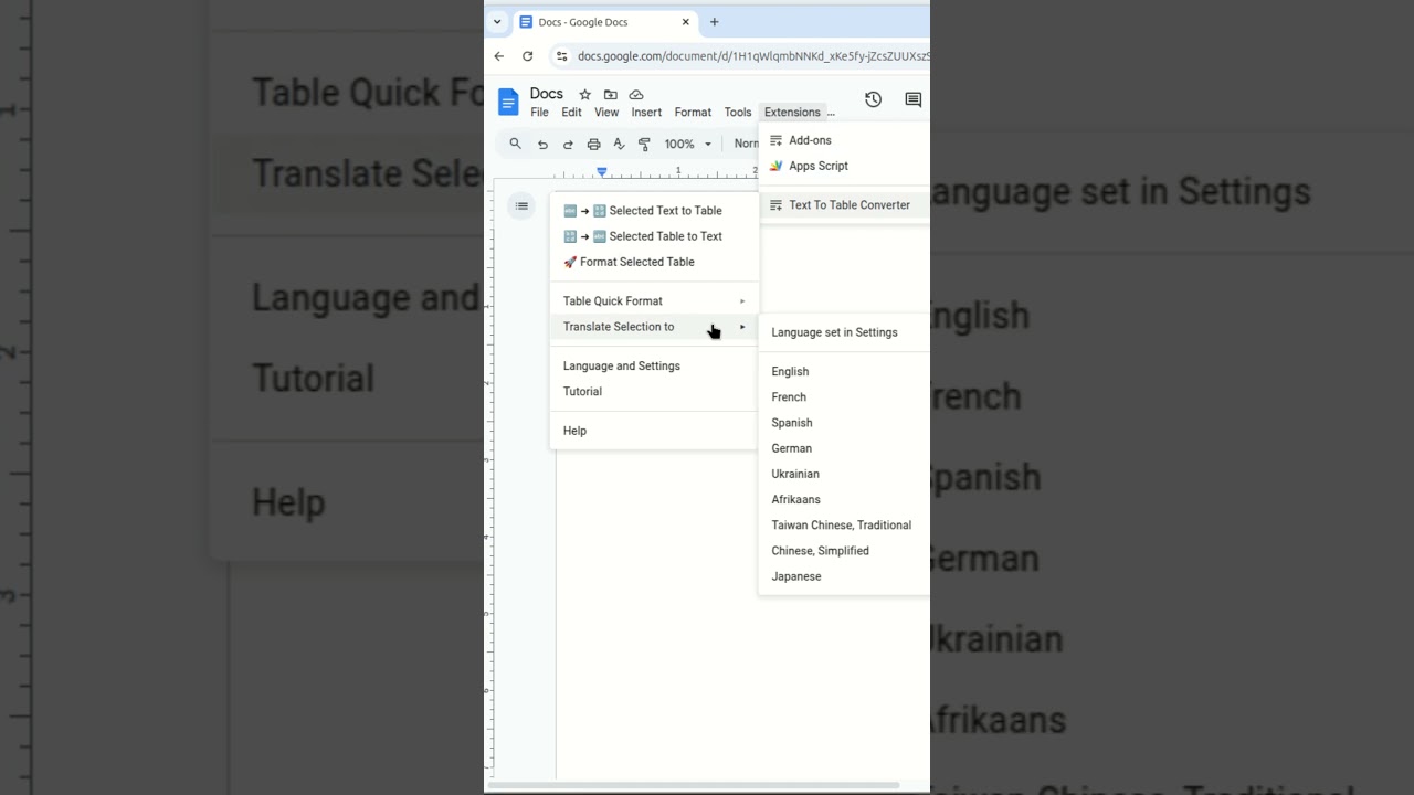 Translate Text in Google Docs #howto #googledocs