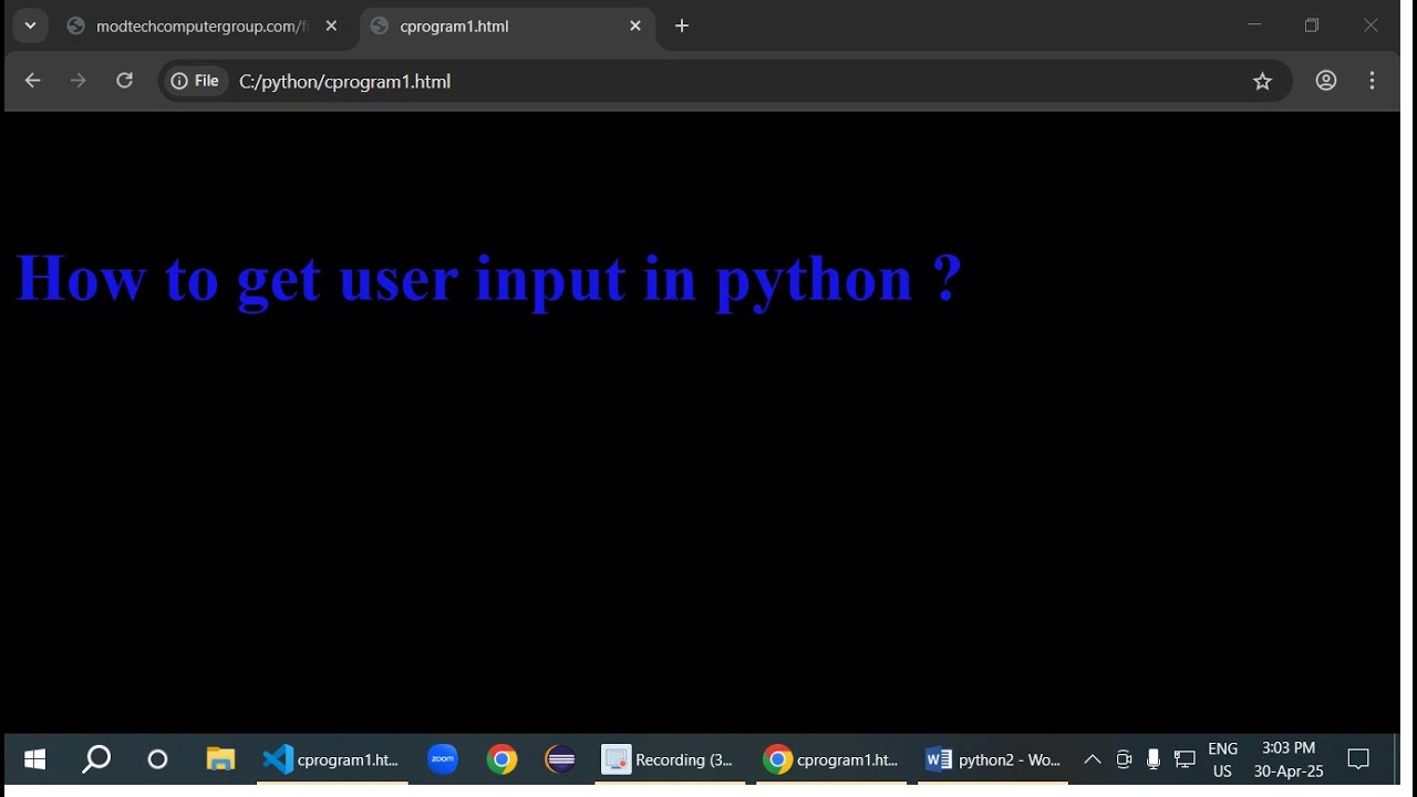 How to get user input in python ?