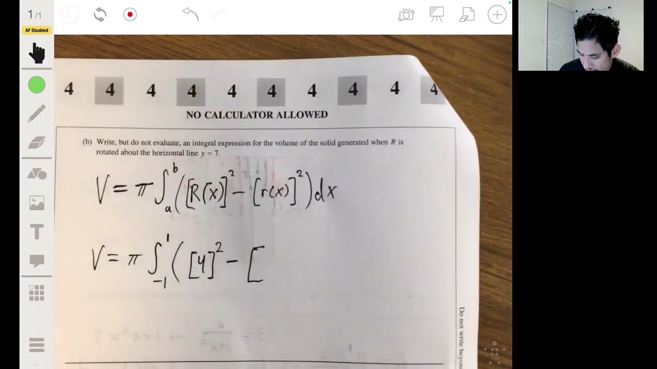 2018 AP Calculus AB Practice Exam Free Response Question #4
