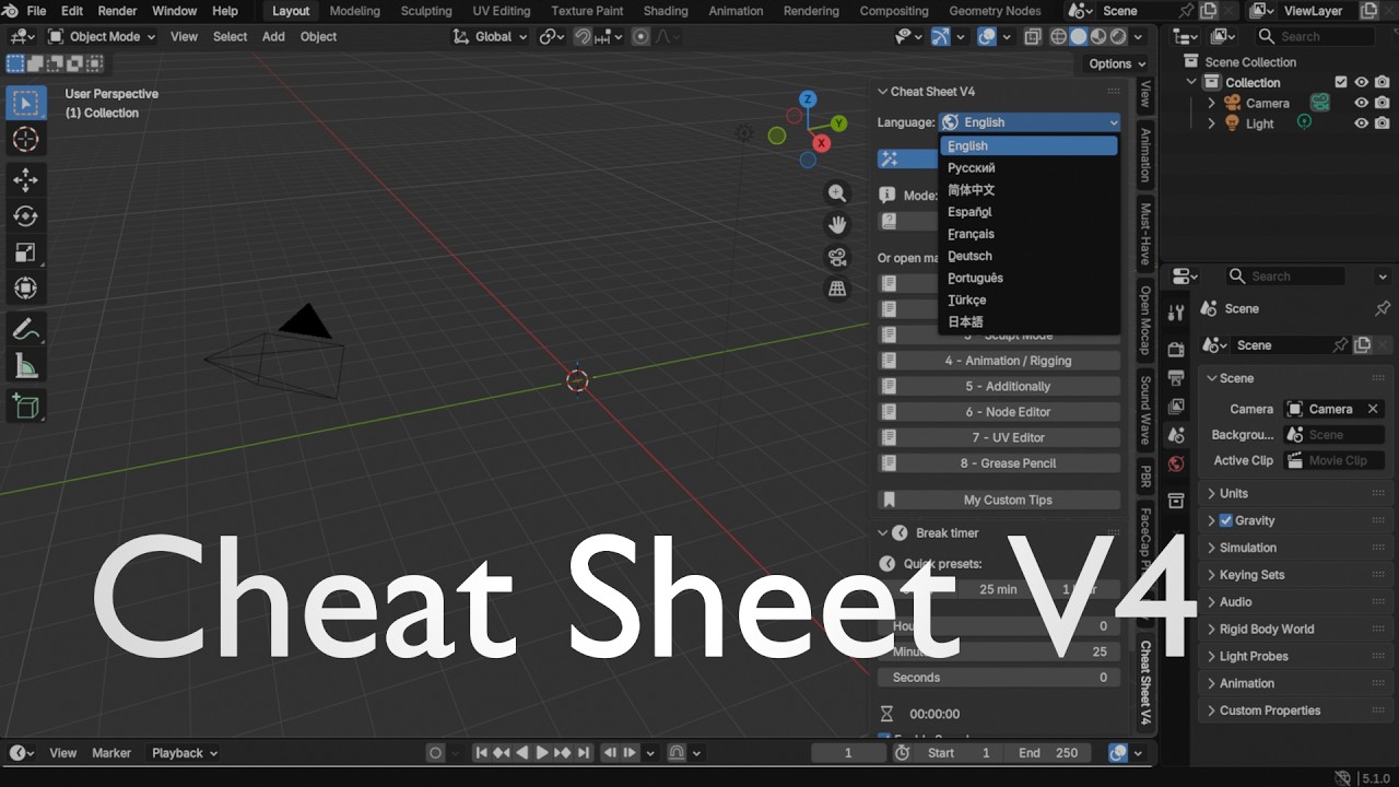 Blender addon Cheat Sheet V4